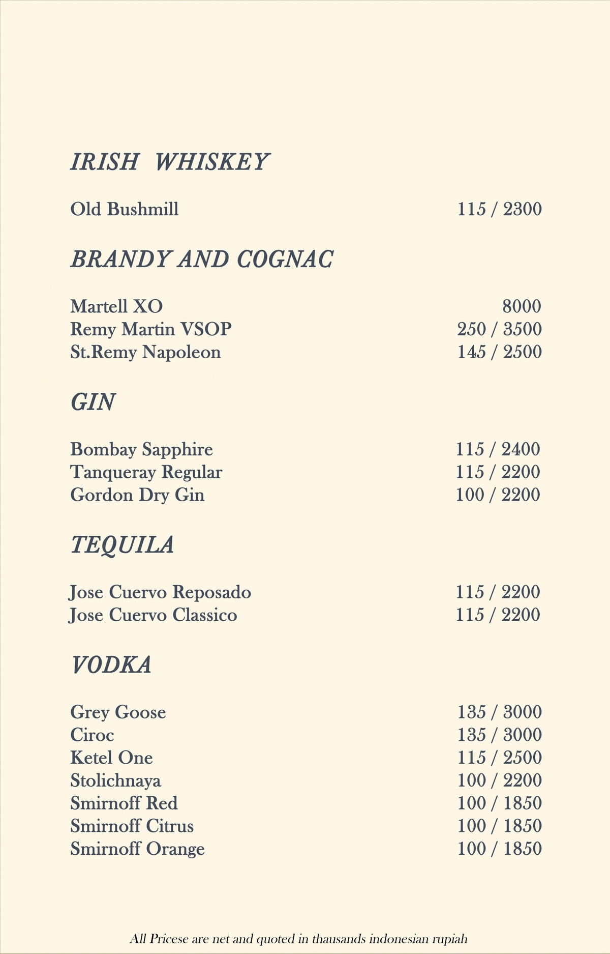 Daftar Minuman | Naga Rooftop Bar & Lounge