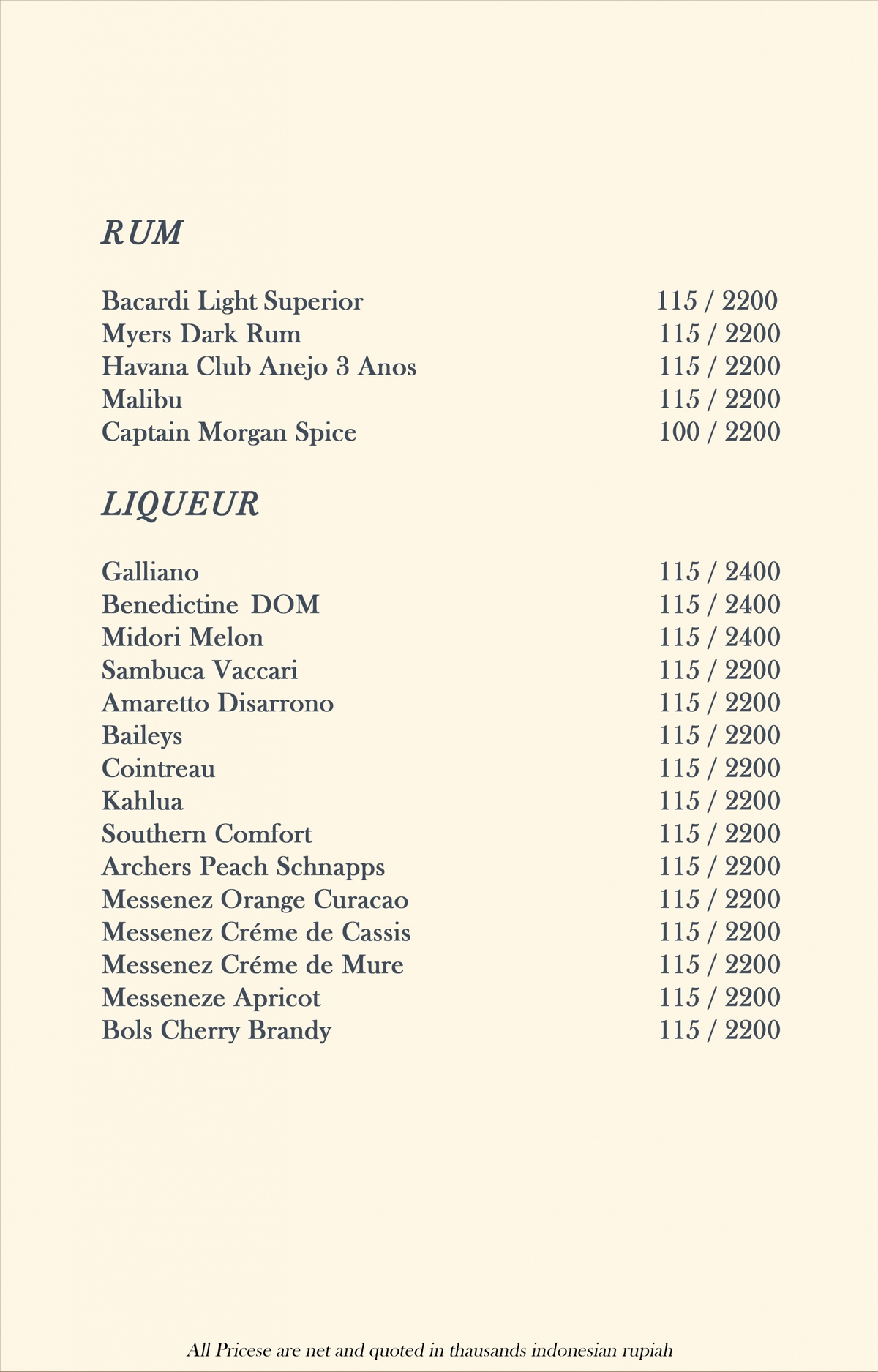 Daftar Minuman | Naga Rooftop Bar & Lounge