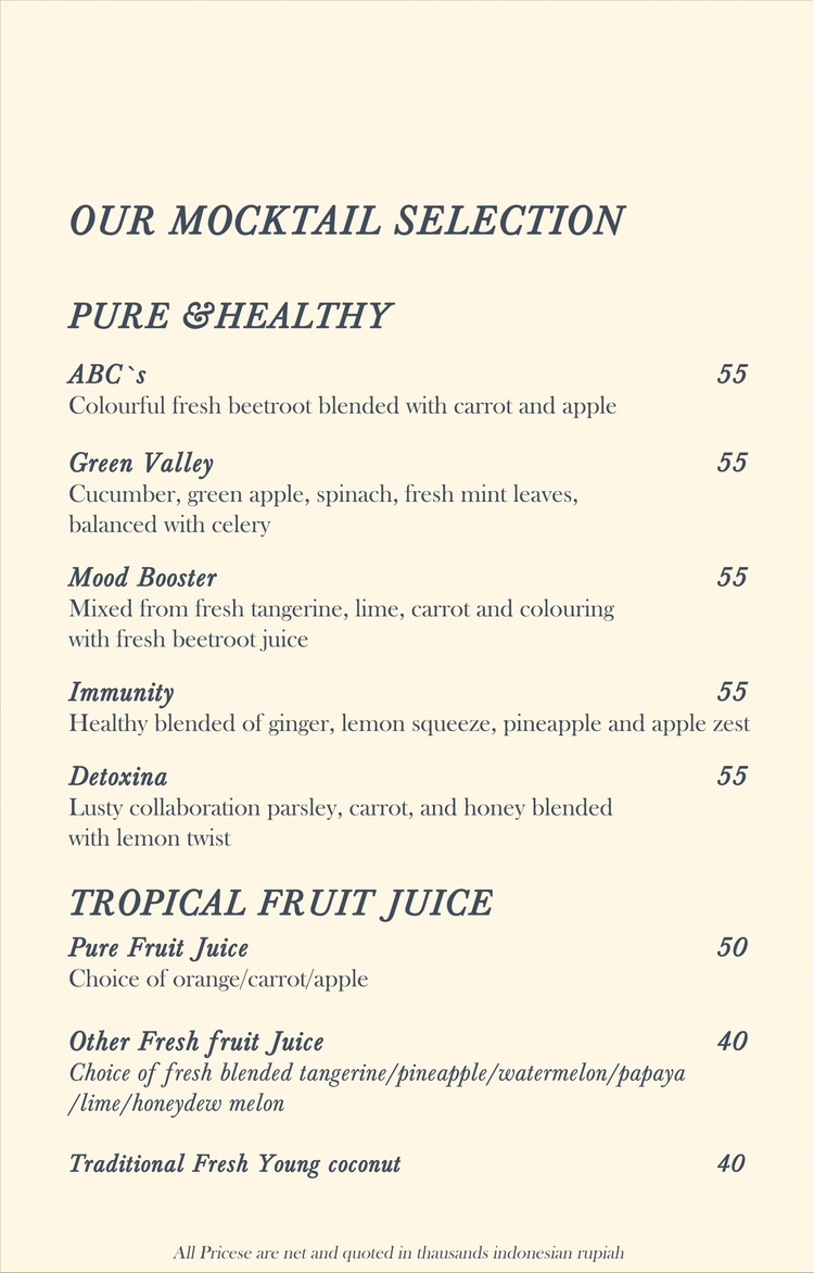 Daftar Minuman | Naga Rooftop Bar & Lounge